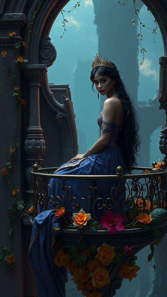 Princess Jasmine - Surreal Dark Fantasy Princess on a Shatte...