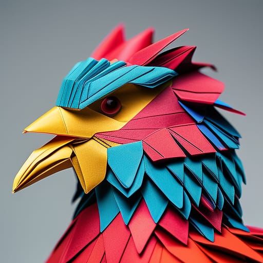 Origami Rooster - AI Generated Artwork - NightCafe Creator