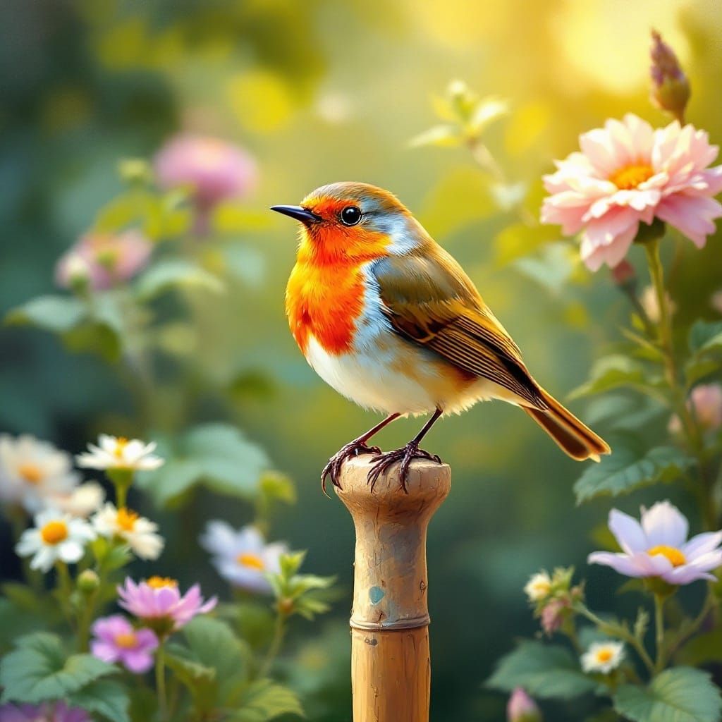 Robin. Watching me gardening. - Robin. Watching me gardening...