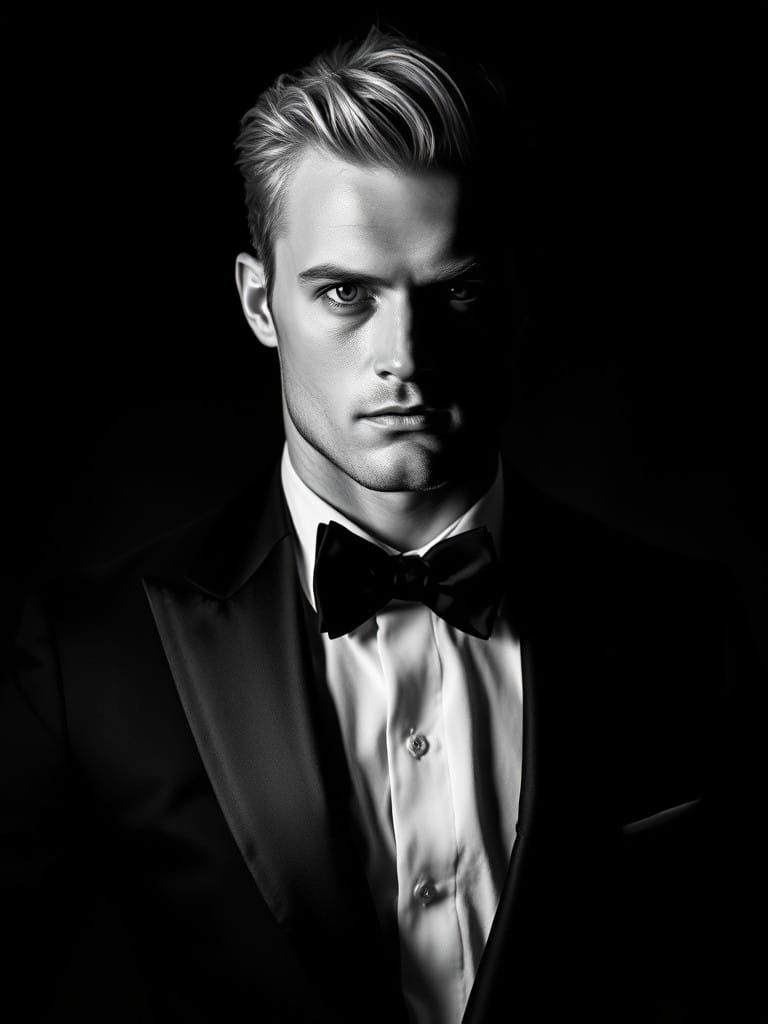 Fine and dandy - Sleek, High-Contrast Portrait of a Chiseled...