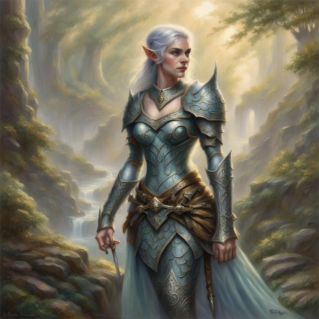 Armored old female elf - AI Generated Artwork - NightCafe Creator