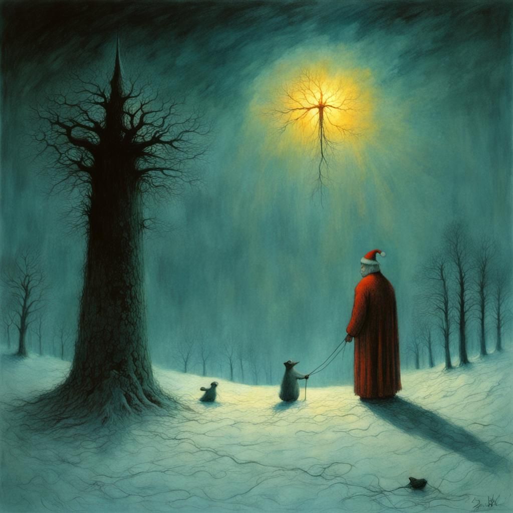 Surreal Christmas Wonderland in Disturbingly Beaut... - AI Art