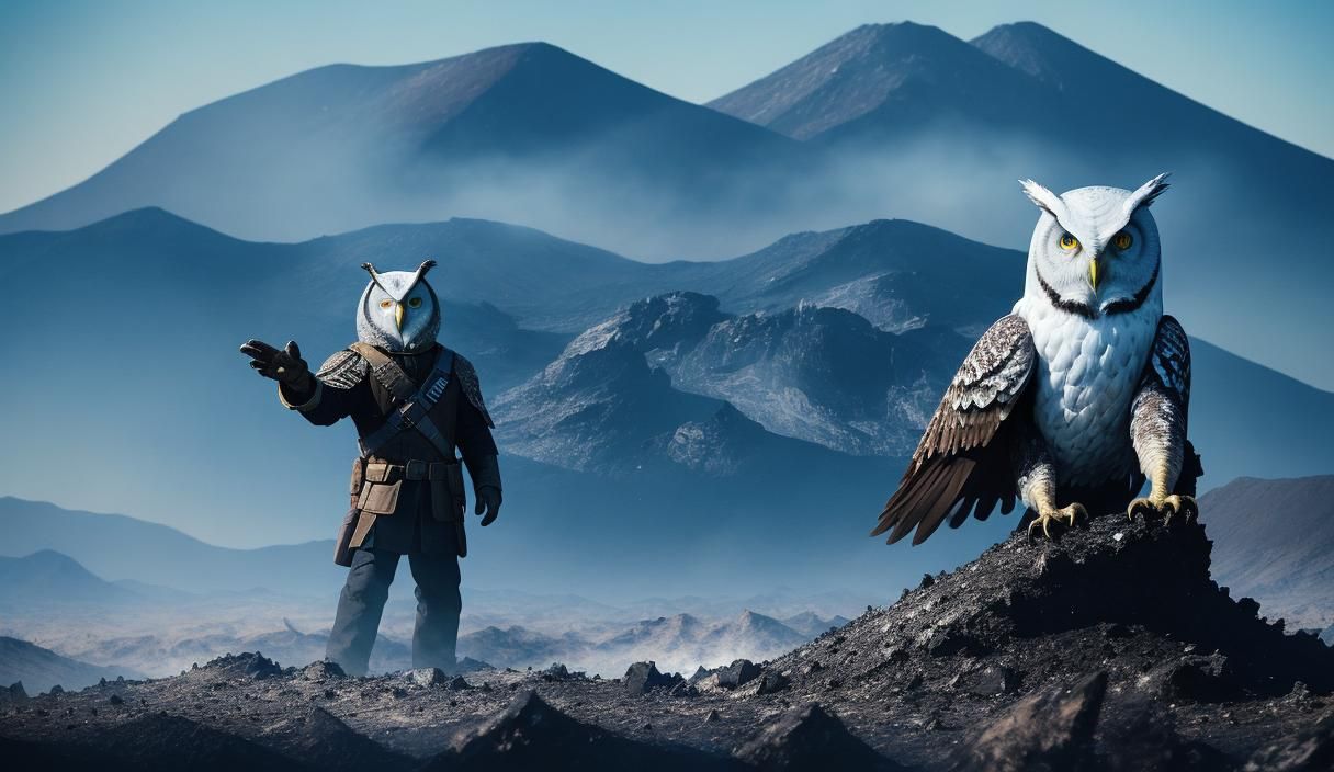 White owl and owl man... - AI Generated Artwork - NightCafe Creator