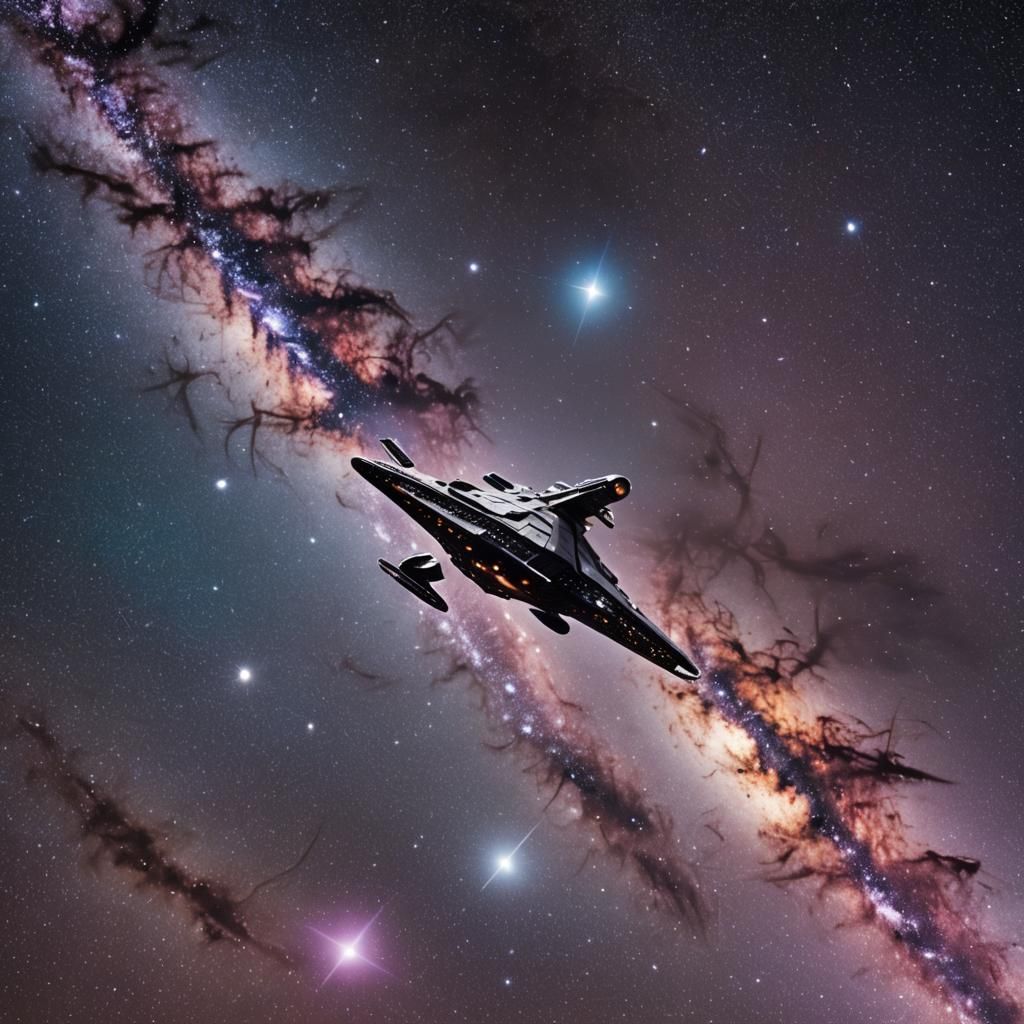 Galactic Star Cruiser Soars Through Celestial Mete... - AI Art