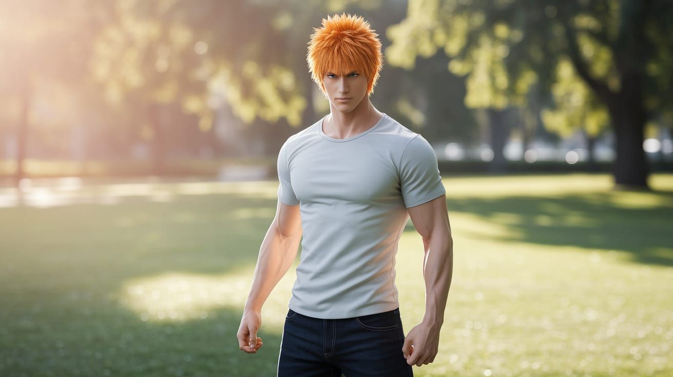 ichigo kurosaki as a real person photorealistic