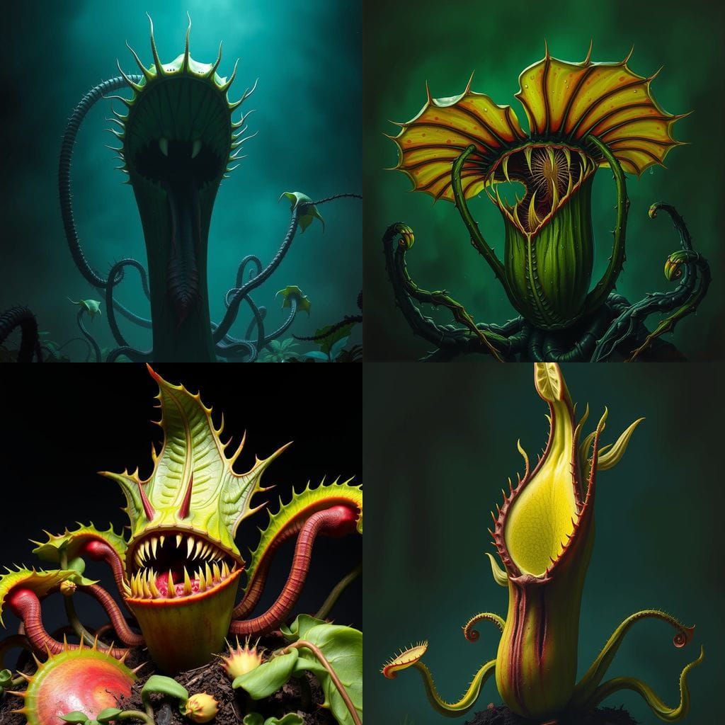 Giant Venus Flytrap with Horror-Inspired Teeth - AI Art