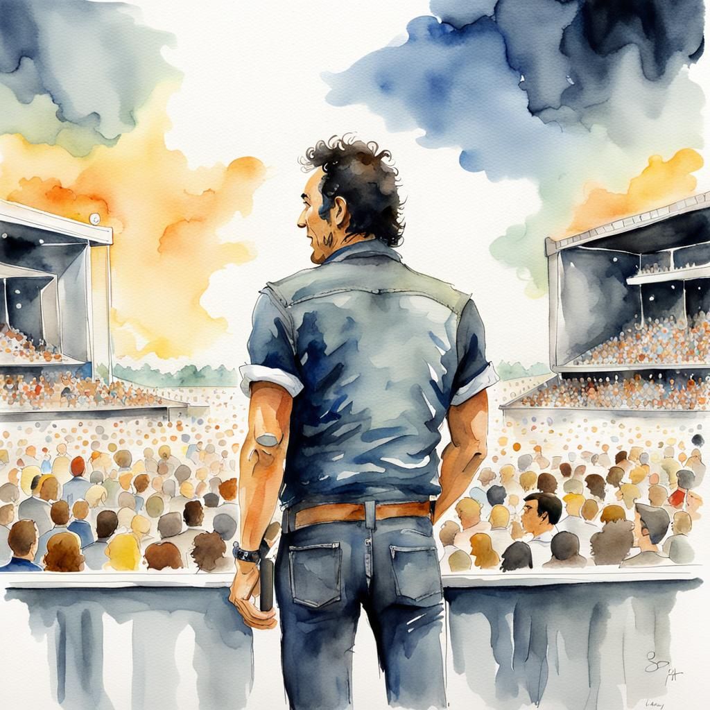 Bruce Springsteen watching and waiting as the stadium fills - AI ...