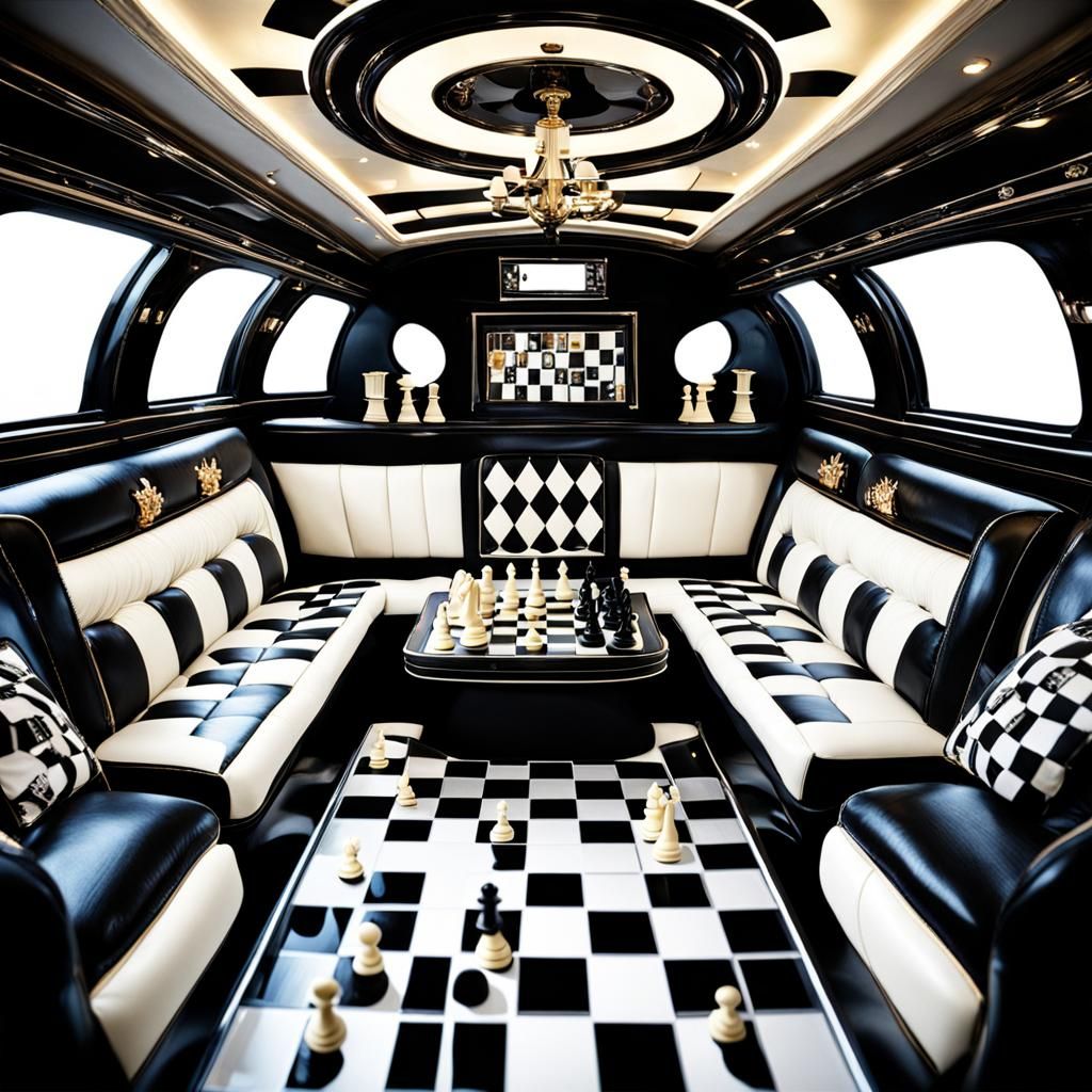 Chess themed limousine interior - AI Generated Artwork - NightCafe Creator
