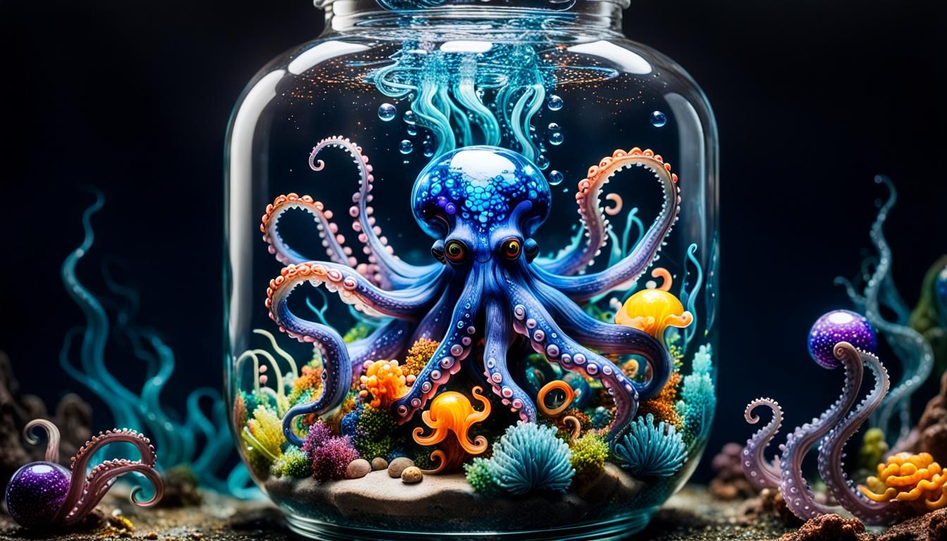 Octopus in Jars - AI Generated Artwork - NightCafe Creator