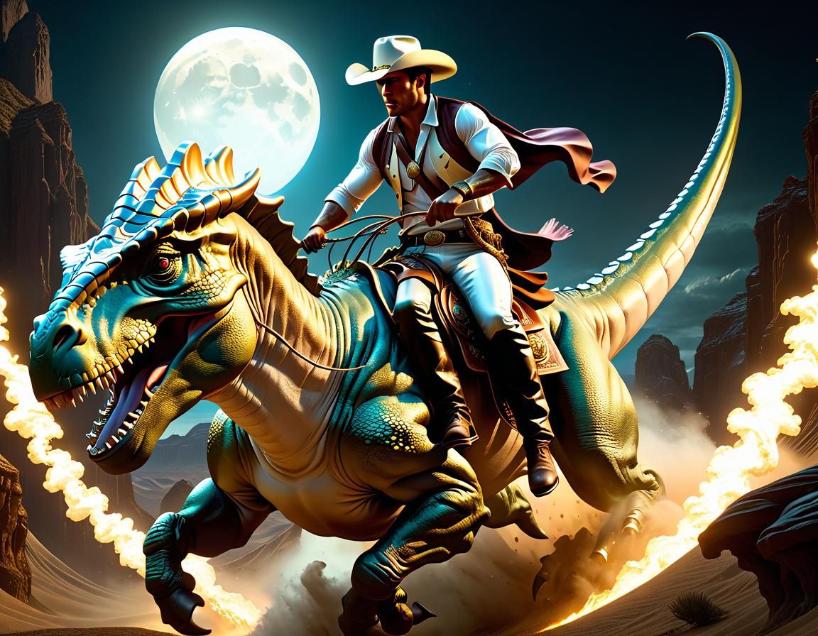 Dinosaur Rodeo - AI Generated Artwork - NightCafe Creator