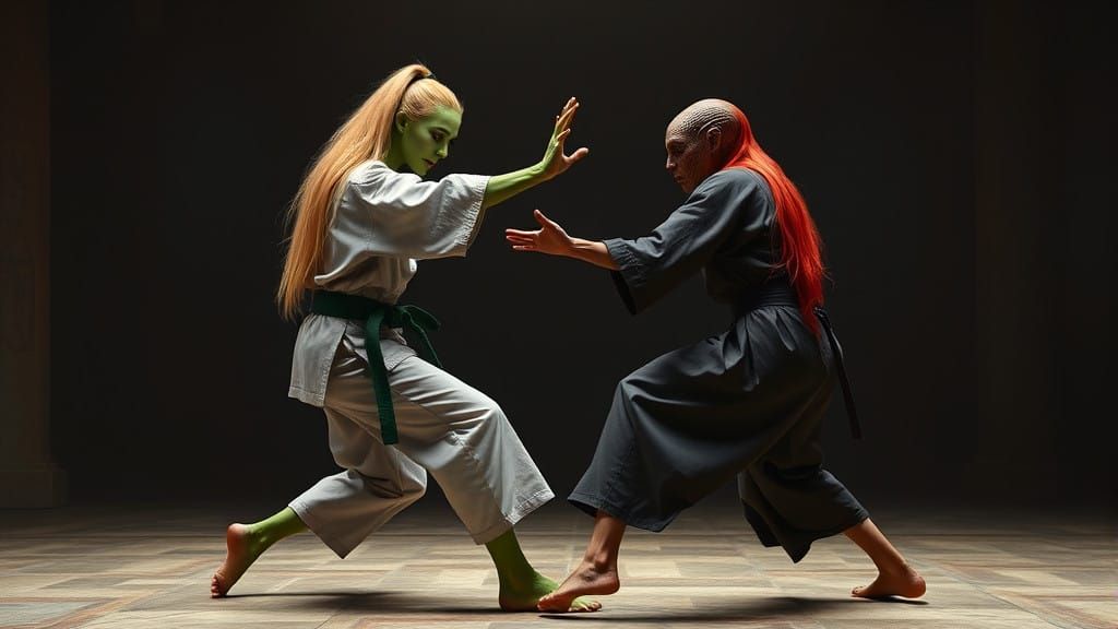 Alien Judo - Barefoot Alien Goddesses Engage in Epic Judo Ma...