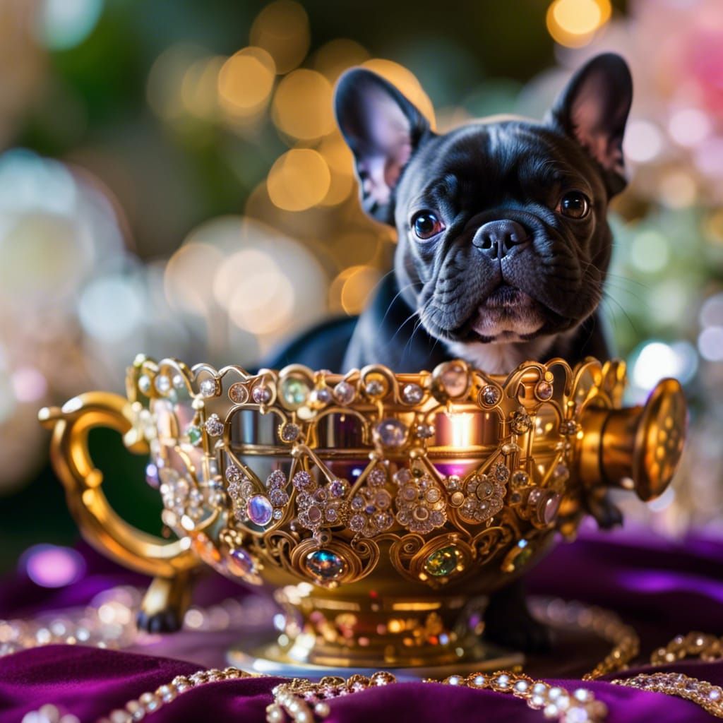 Teacup Frenchie - AI Generated Artwork - NightCafe Creator