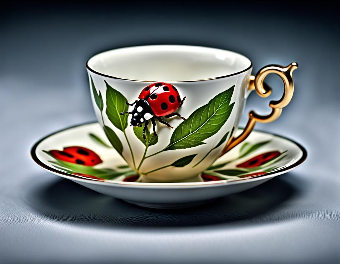 lady bug tea cup pattern - AI Generated Artwork - NightCafe Creator