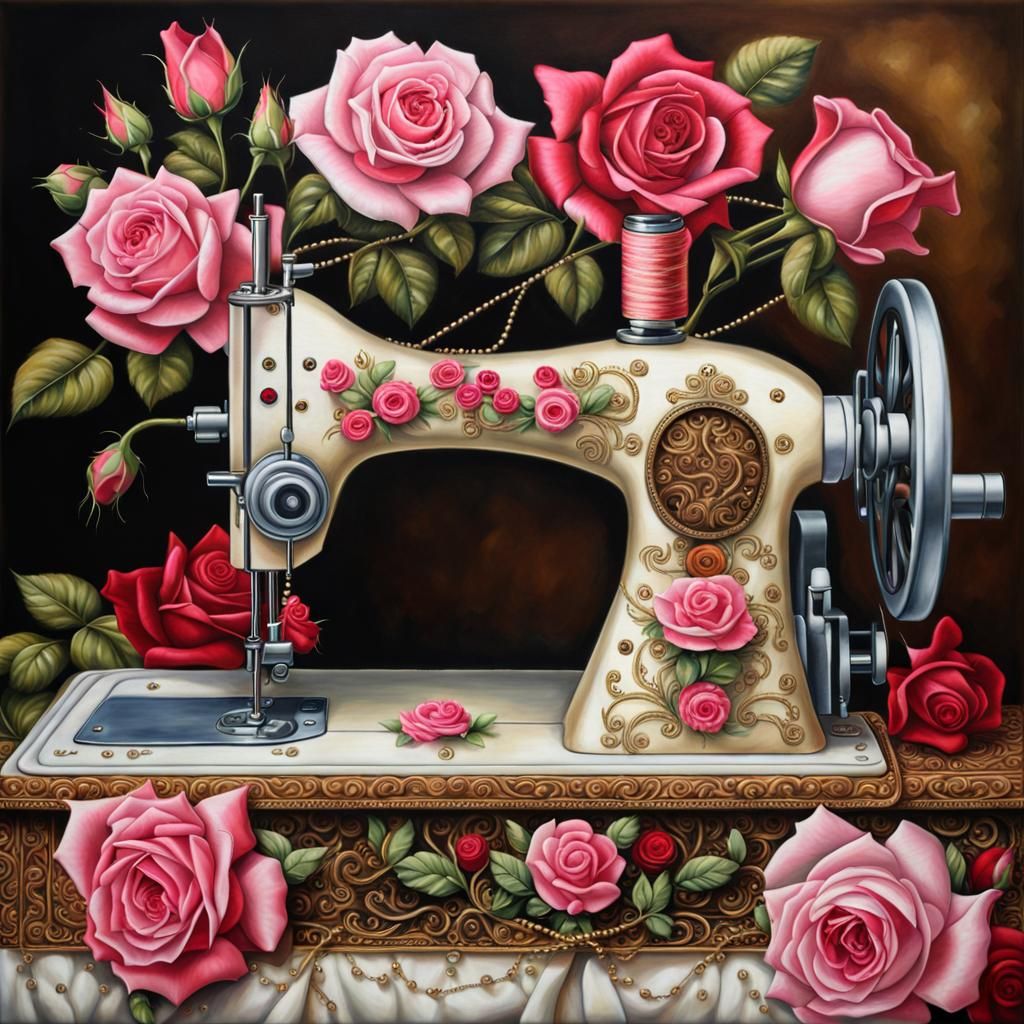 Vintage Sewing Machine - AI Generated Artwork - NightCafe Creator