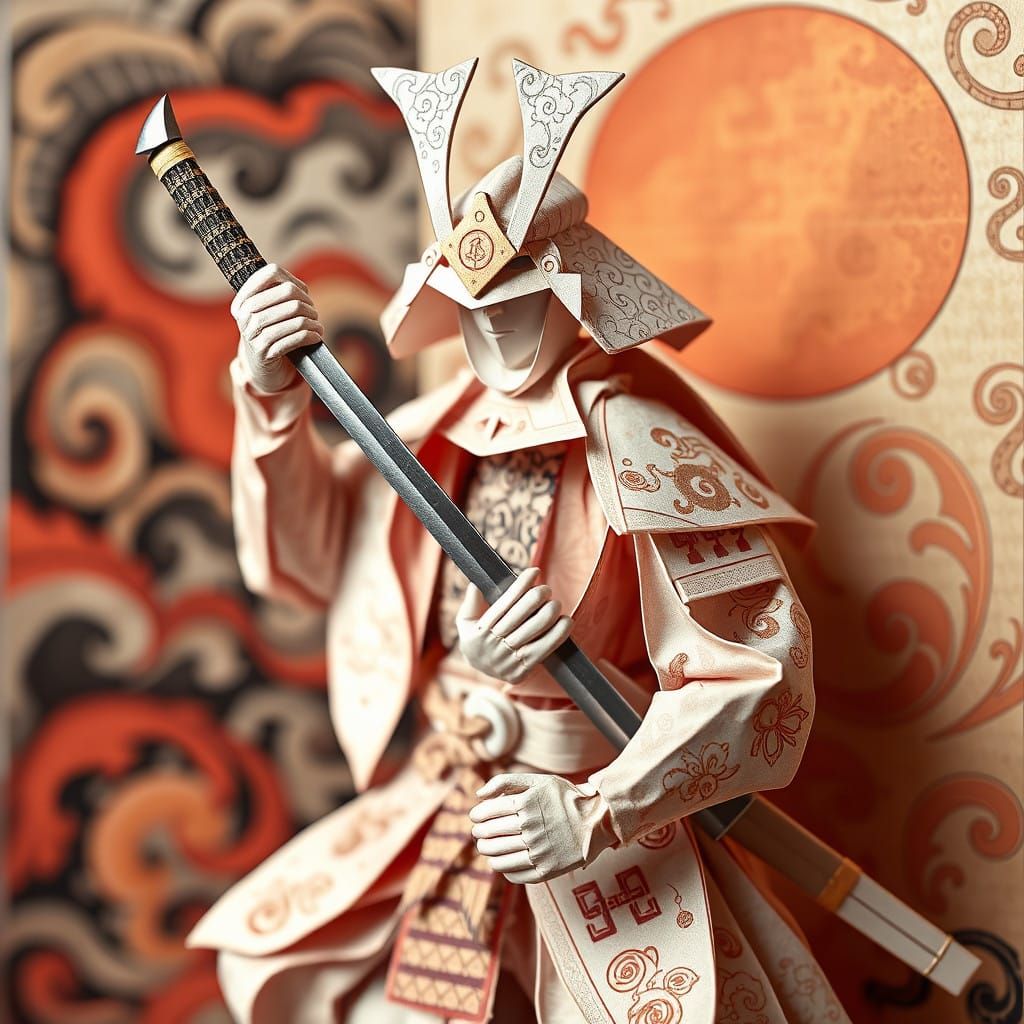 "Epic Origami : Picture of a 16th century Samurai with a Katana sword ...