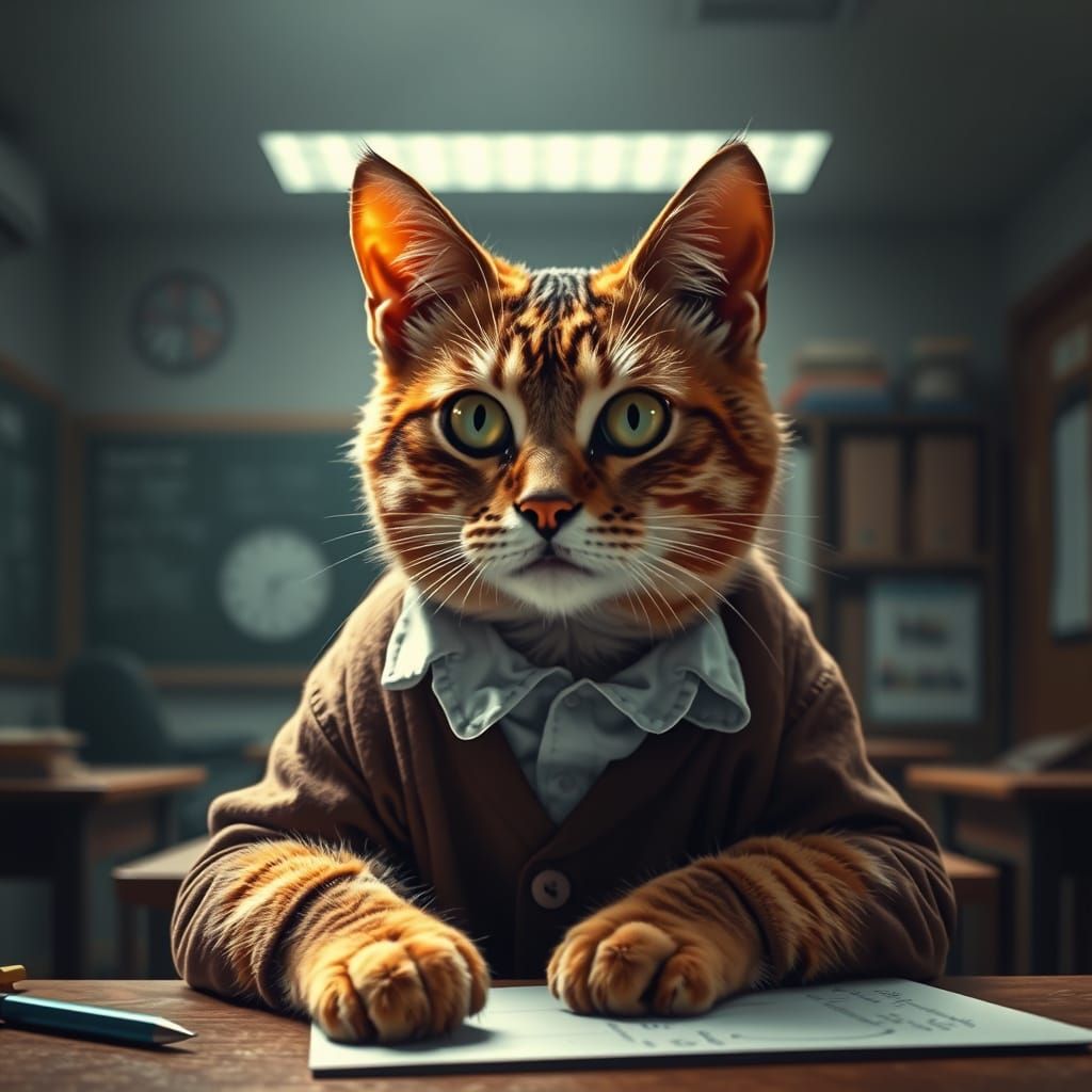 the teacher cat in classroom - Epic Cinematic Teacher Cat in...