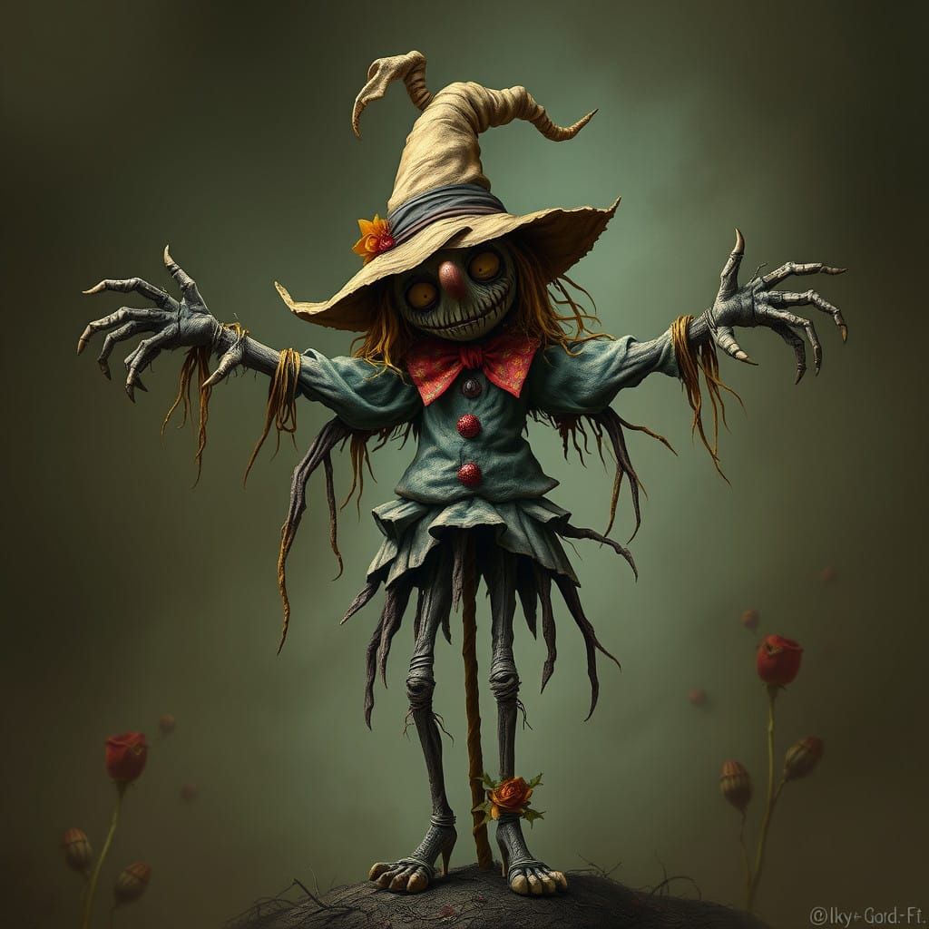 Surreal Scarecrow with Elongated Limbs and Quirky ... - AI Art