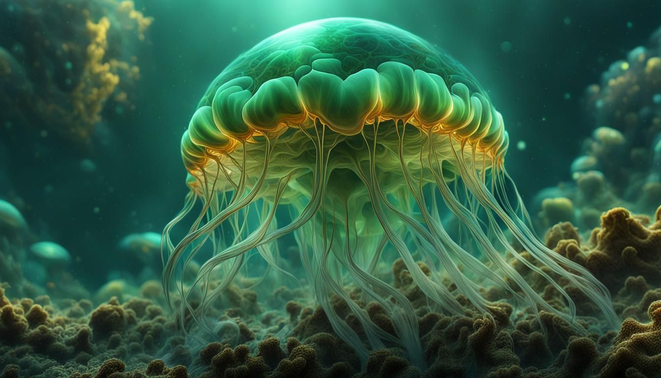 Green Blood - Alien Jellyfish - AI Generated Artwork - NightCafe Creator