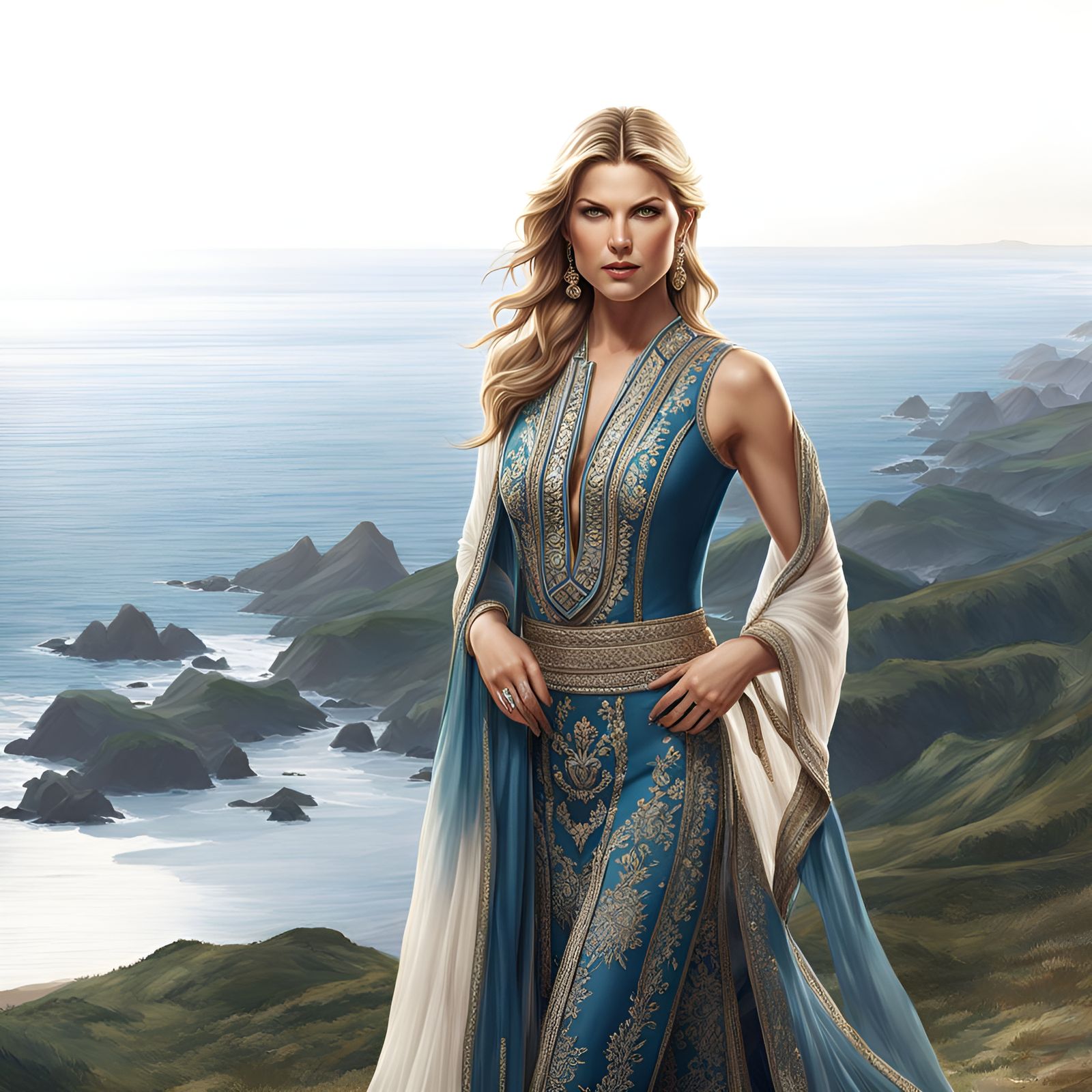 Ali Larter in blue colored pakistani dress, fashion model, glamour ...