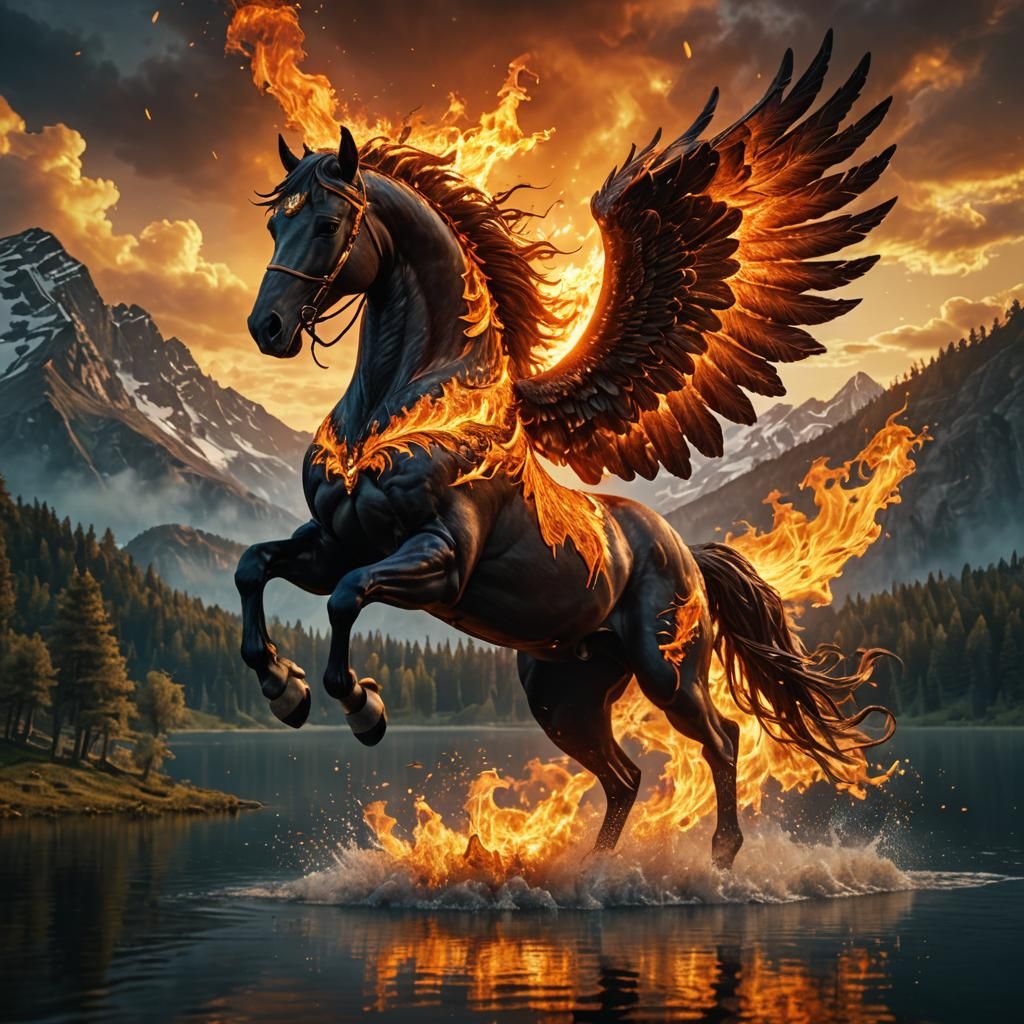 Fire Pegasus 🔥 - AI Generated Artwork - NightCafe Creator