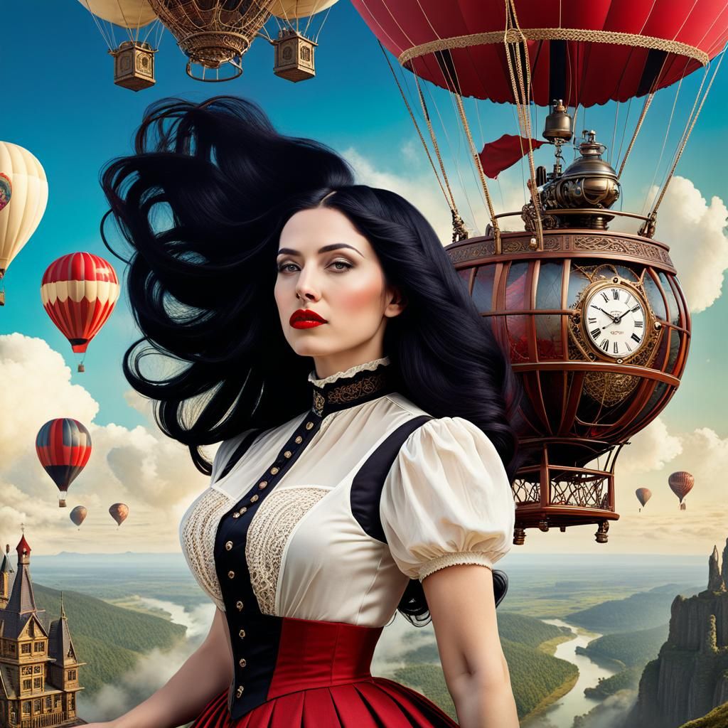 Clockwork World - Miss Annekythera And Hot Air Balloons - AI Generated ...