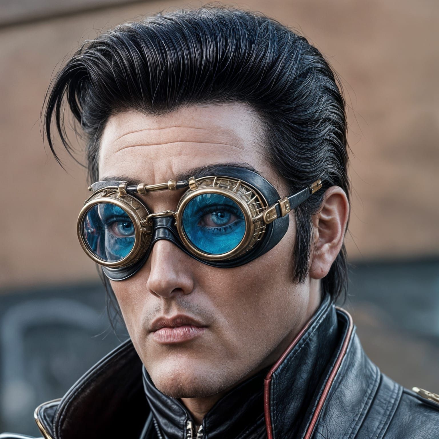 Steampunk Elvis Presley in a Hyper-Realistic Close... - AI Art