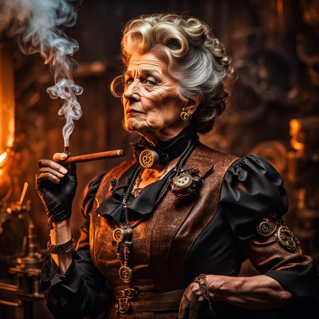 Smokin Granny 9 - AI Generated Artwork - NightCafe Creator