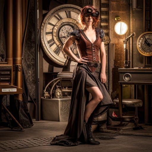 steampunk female time traveler - AI Generated Artwork - NightCafe Creator