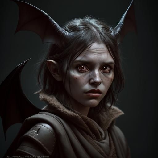 ranger nomad dnd character female bat shifter with bat head and wings ...