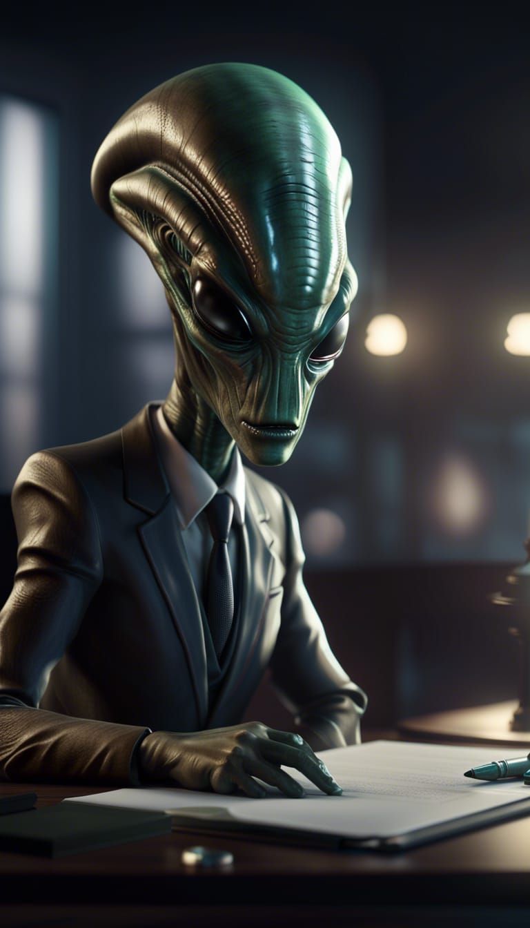 alien as a lawyer - AI Generated Artwork - NightCafe Creator