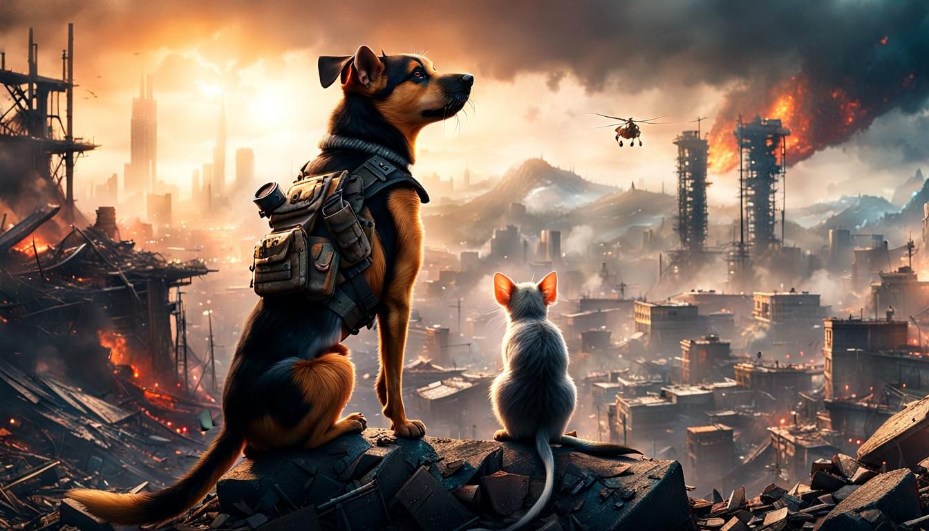 Rescue dog, Post-apocalyptic city - AI Generated Artwork - NightCafe ...