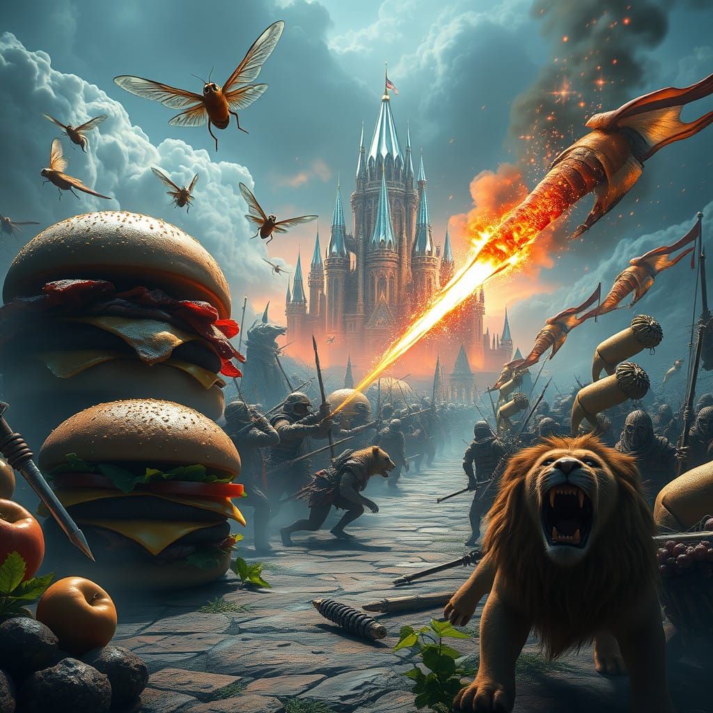 Hyper-Realistic Multiverse Battle Between Foods, F... - AI Art