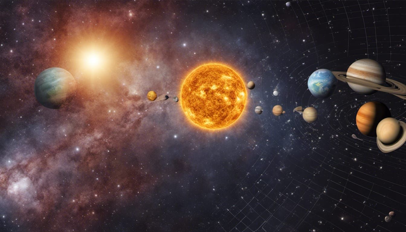 View of the solar system showing the sun and planets - AI Generated ...