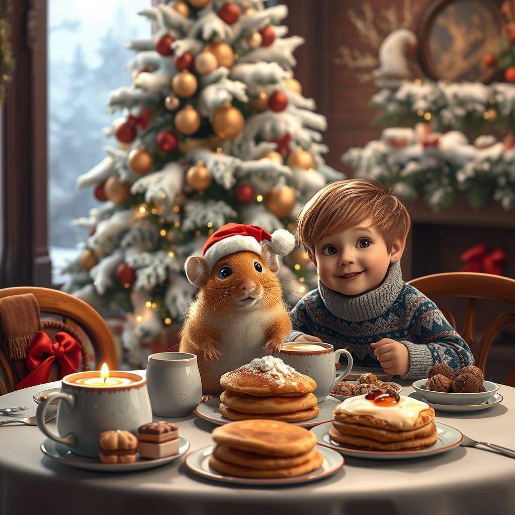 A Christmas Morning Scene in Vibrant Realism - AI Art