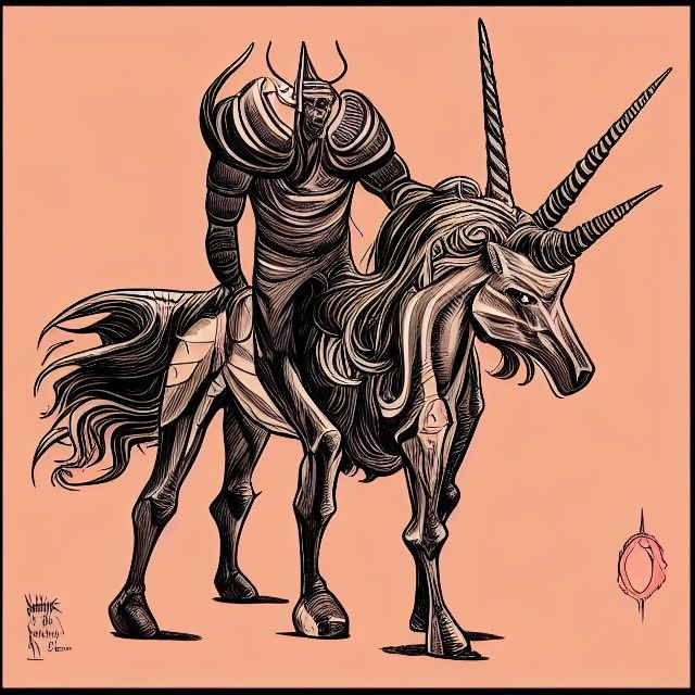 THE CENTAUR UNICORN KNIGHT OF APOCALYPSE Moebius ink drawing comic art ...