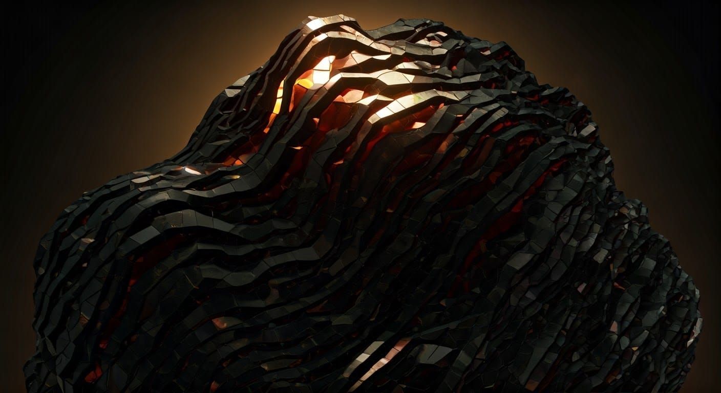 Black Mass - Dramatic Vanta Black Mass with Iridescent Color...