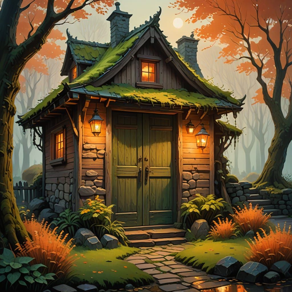 Whimsical Shrek-Inspired Cottage in Enchanted Swam... - AI Art