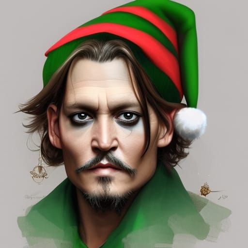 Johnny Depp dressed as a Christmas elf - AI Generated Artwork ...