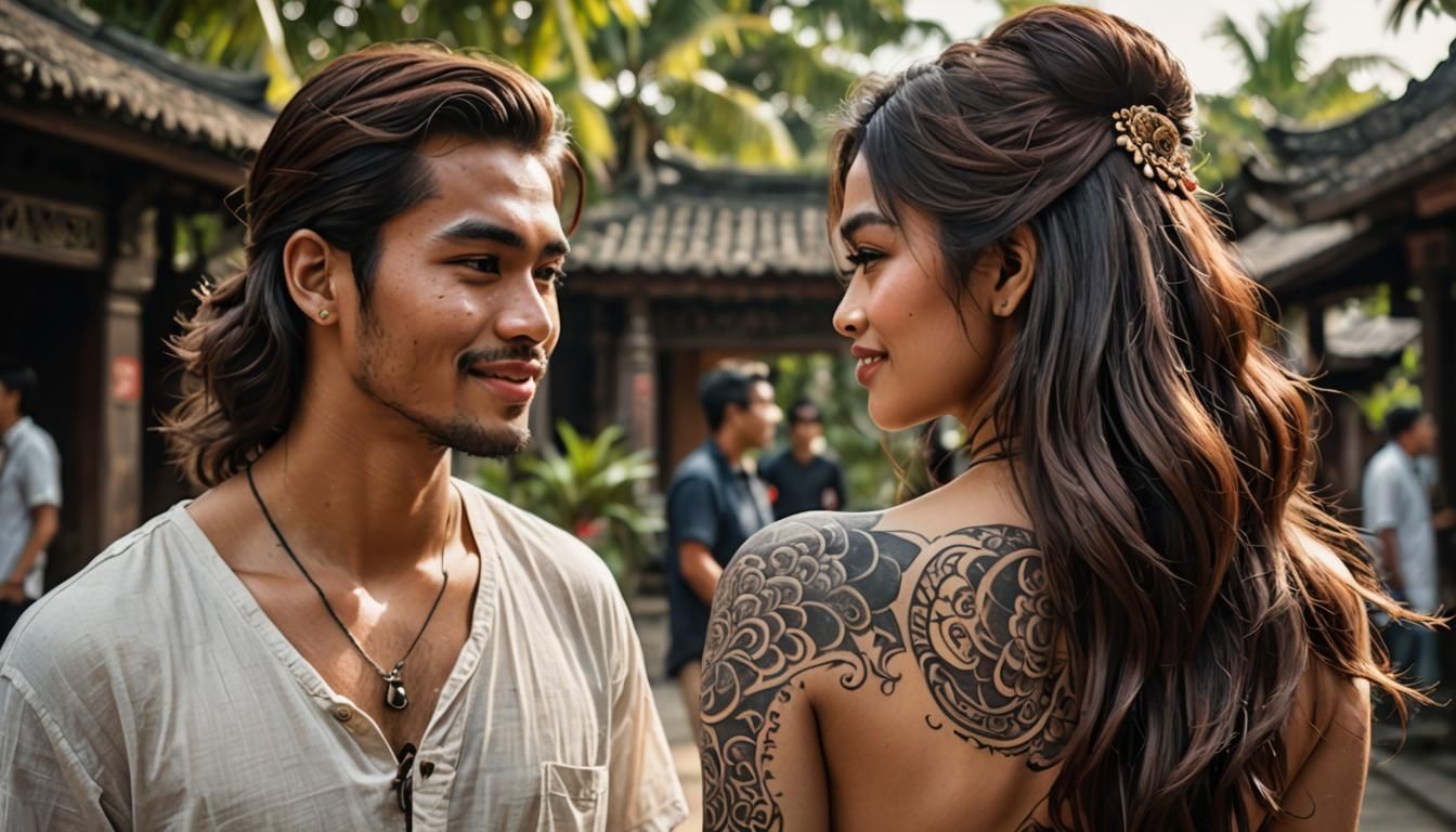 Balinese Beauty with her beau ♠️ - AI Generated Artwork - NightCafe Creator