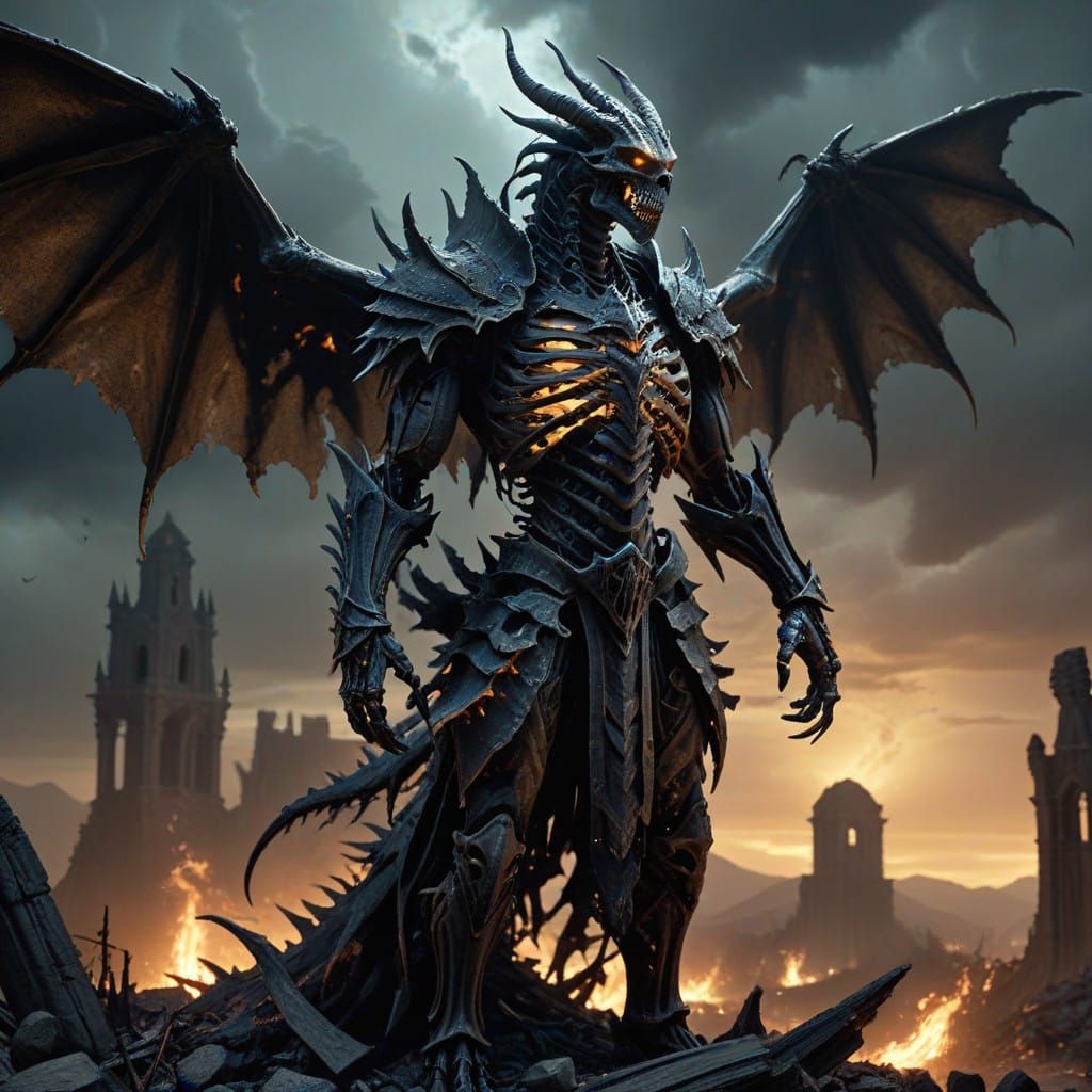 A skeletal dragonborn - Gothic Dragonborn Guardian in Baroqu...