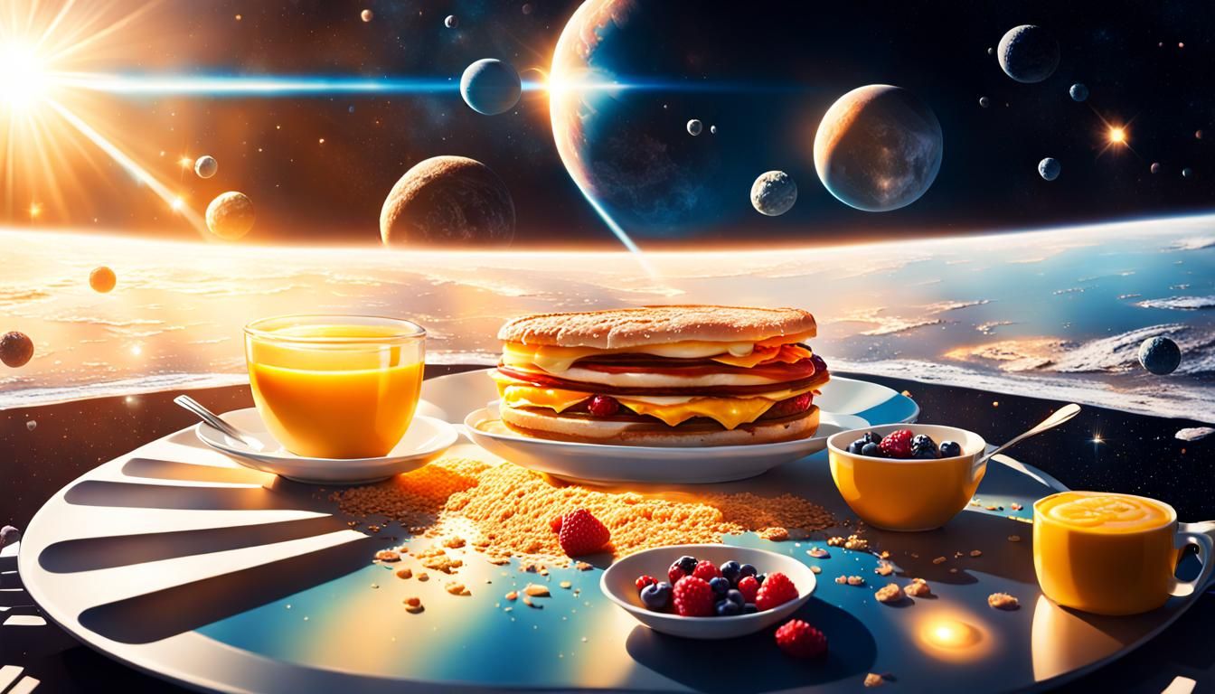 Breakfast in Space - AI Generated Artwork - NightCafe Creator
