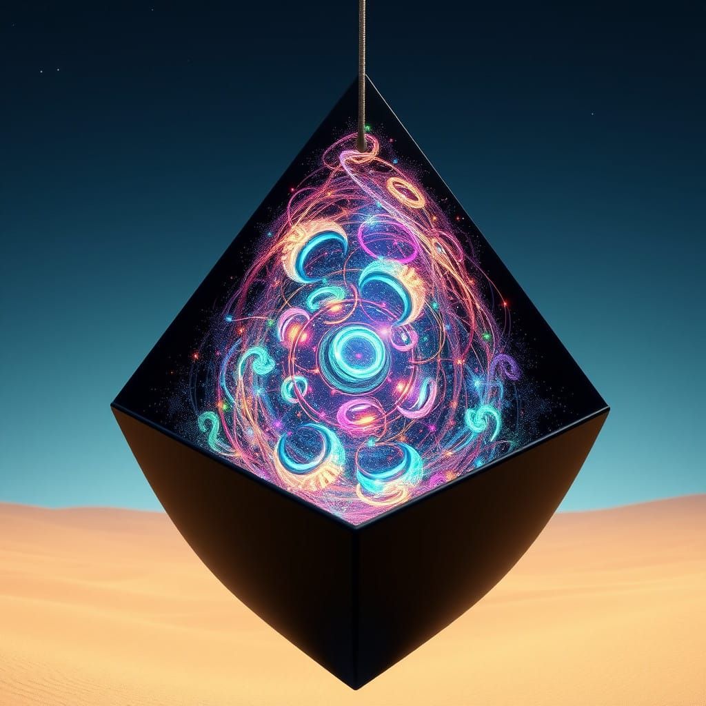 Multiverse Reality Unfolds Inside a Glossy Black P... - AI Art