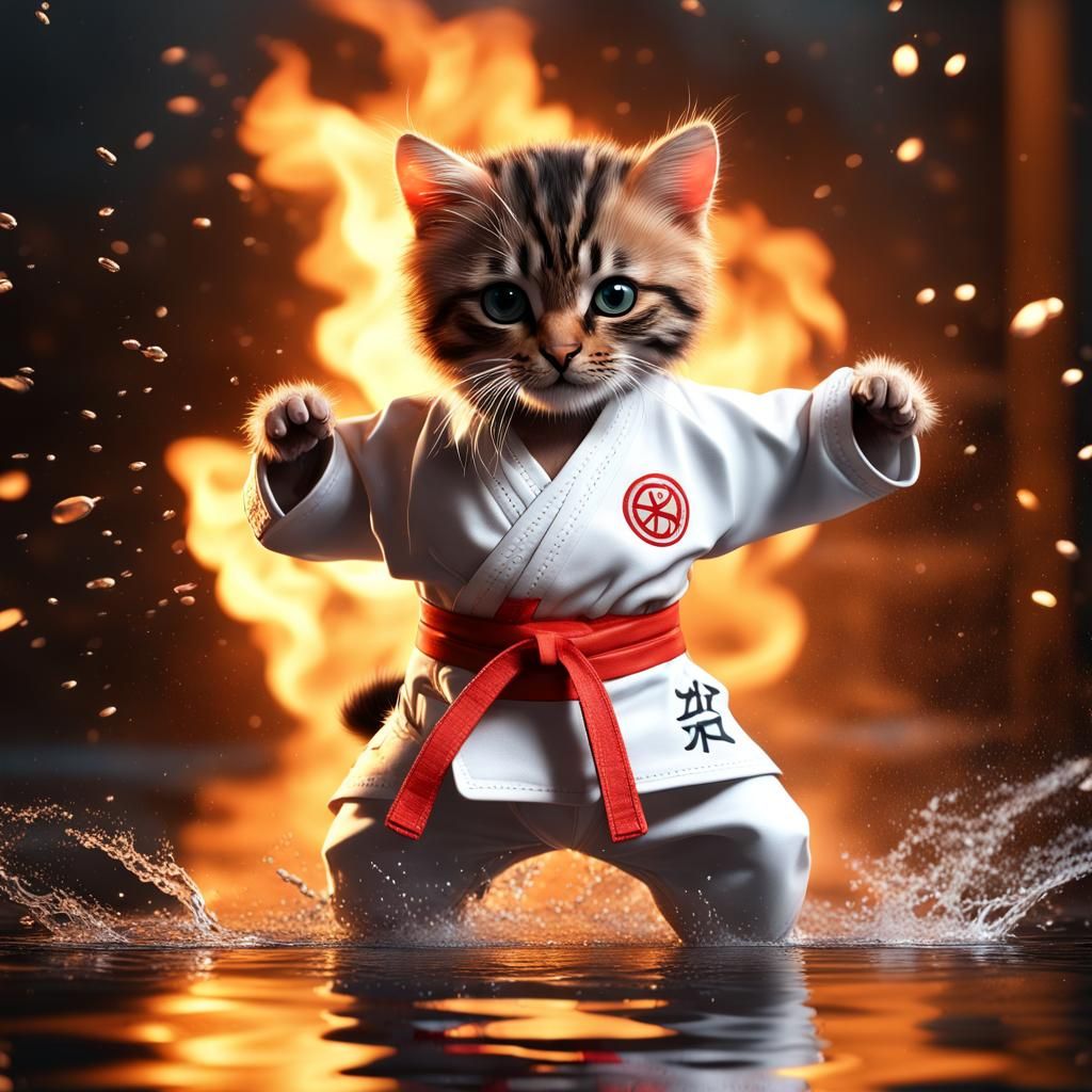 Karate cat - AI Generated Artwork - NightCafe Creator