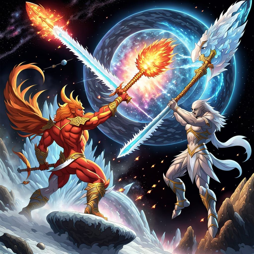 Fighting with Elemental Swords - Epic Space Fantasy with Fir...