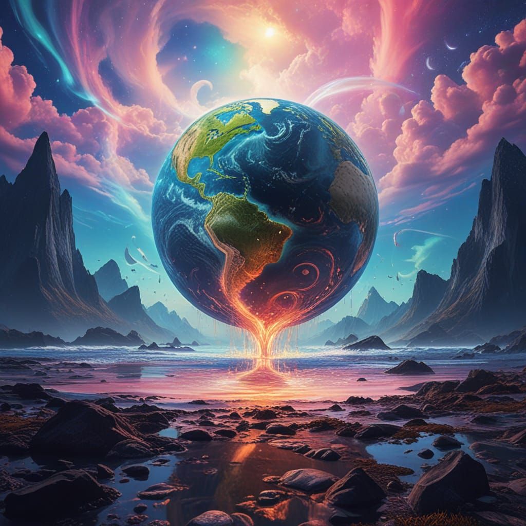 “A surreal, laughing out loud emoji with planet earth as its face ...