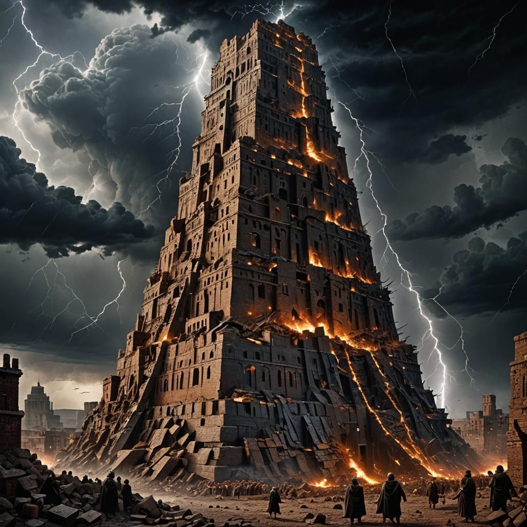 Tower of Babel Destruction - AI Generated Artwork - NightCafe Creator