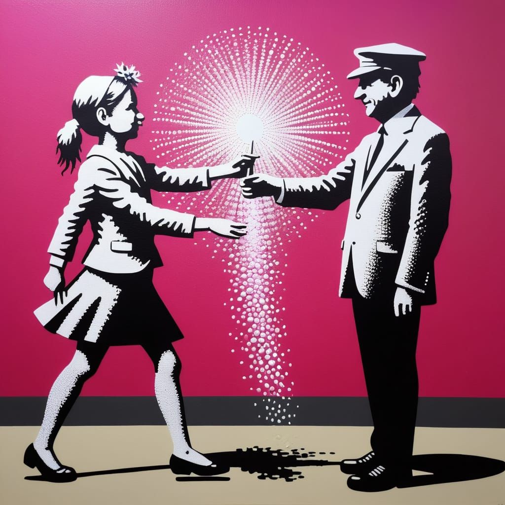 Kinetic pointillism by Banksy - Kinetic Street Art in Pointi...