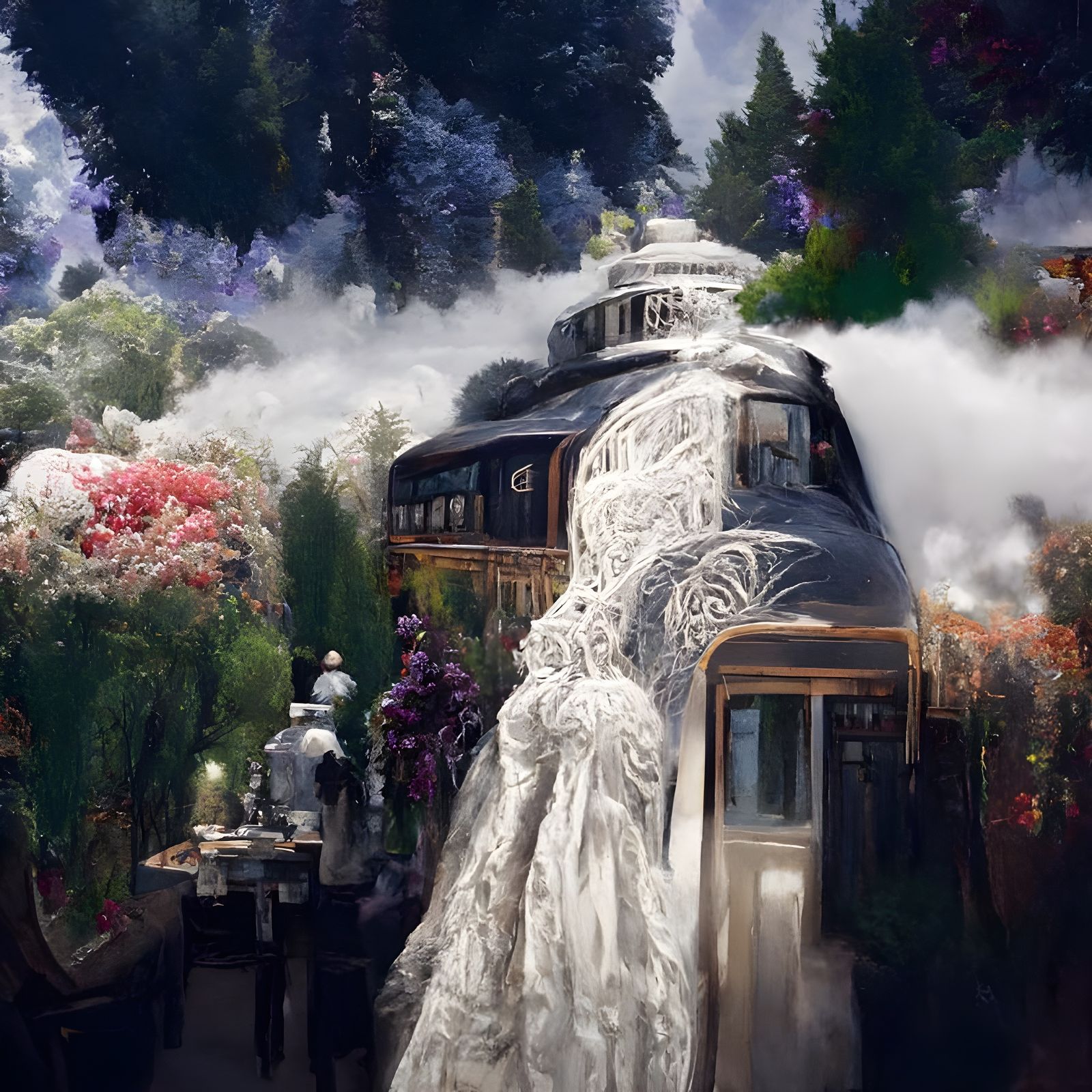 hedge maze; fairy tale; Orient express; train; forest; - AI Generated ...