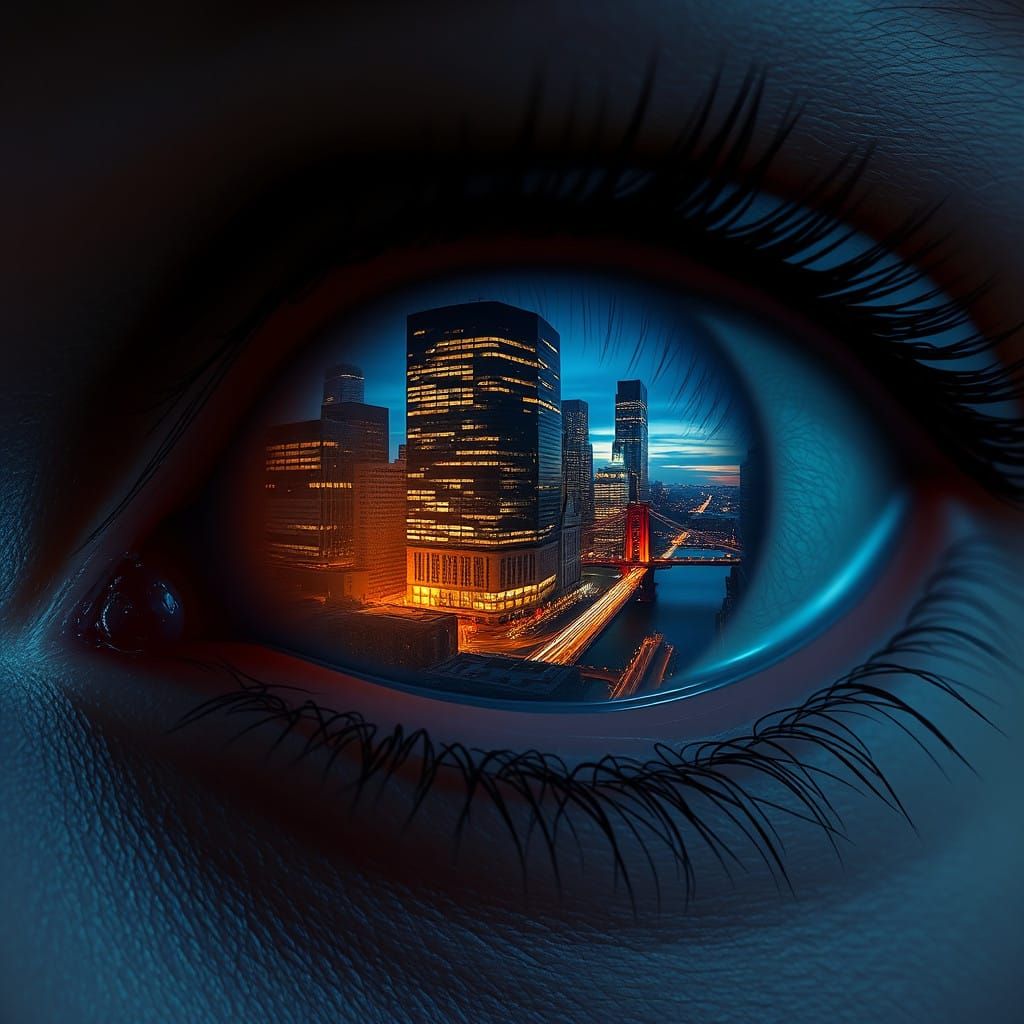 Eye and City Reflection - Eye and City Reflection
