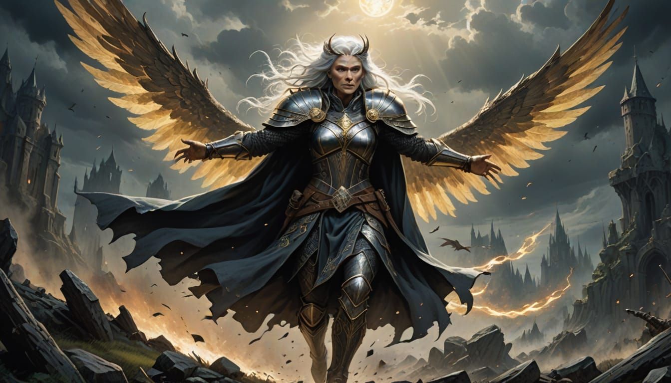 Ethereal Valkyrie Granny Woman Soars Through Epic ... - AI Art